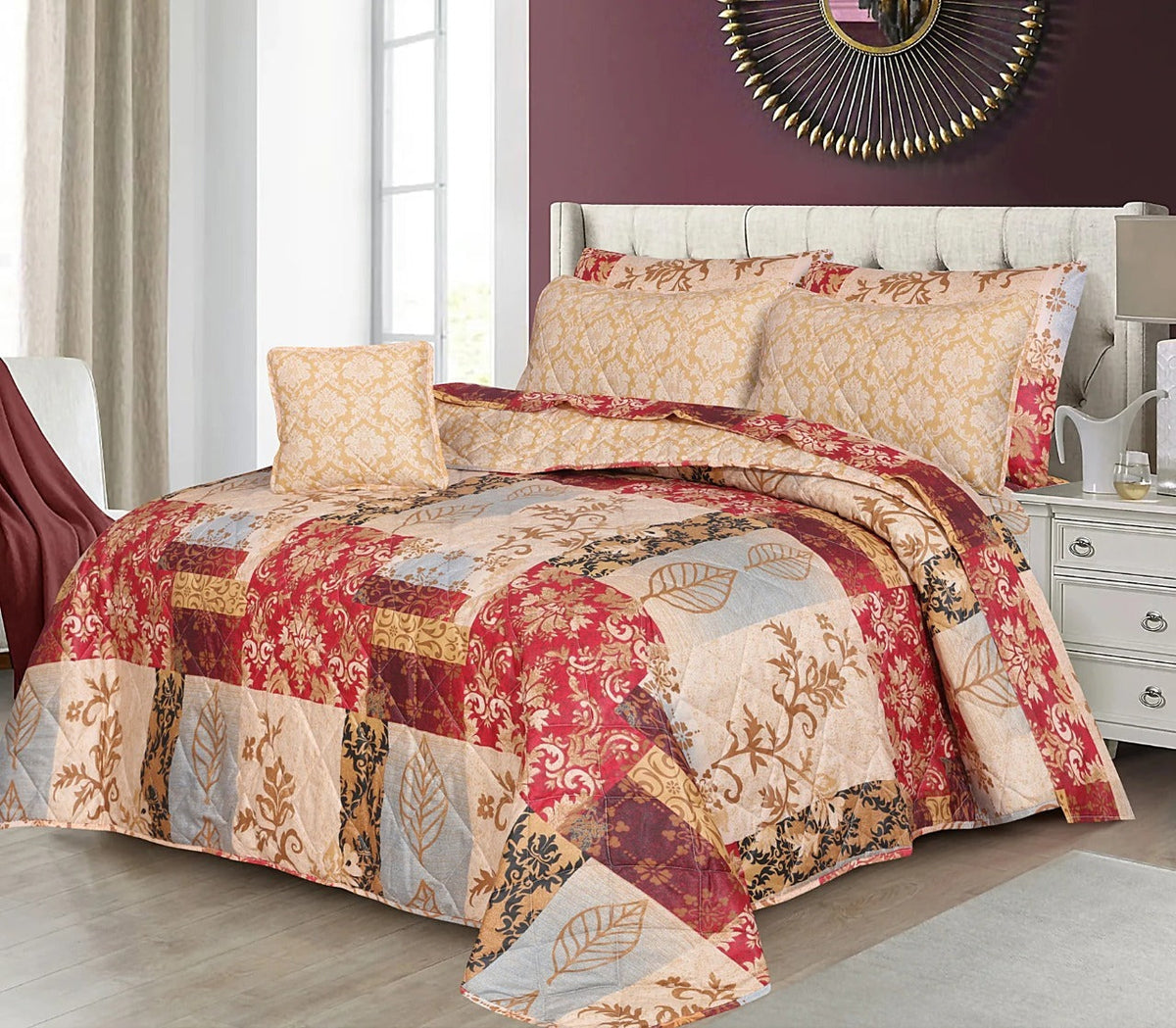 7 Pcs Comforter Set King Size Design KCC 4 – Miraaz Store