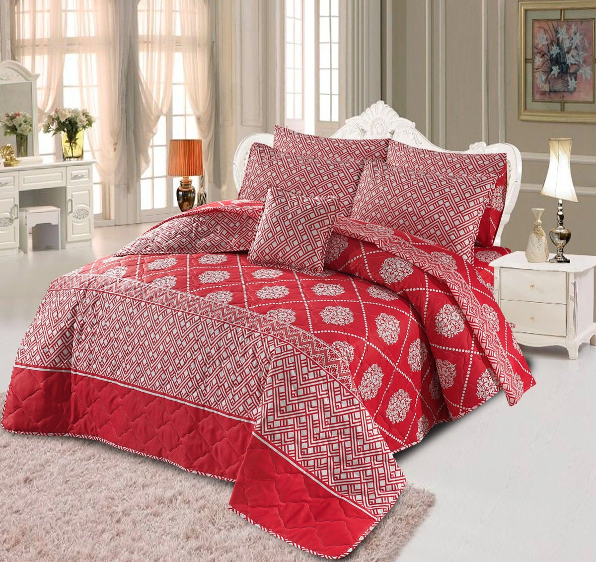 7 Pcs Comforter Set King Size Design KCC 30 – Miraaz Store