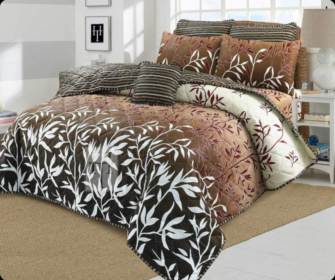 7 Pcs Comforter Set King Size Design KCC 45 – Miraaz Store